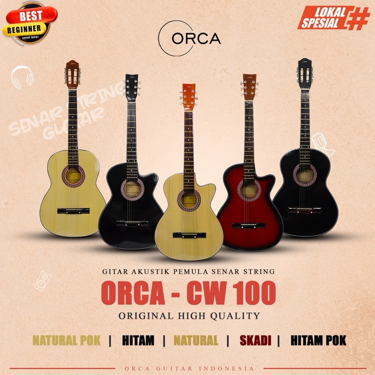 Jual ORCA Gitar Akustik Pemula Senar String Guitar ART A4E4 | Shopee ...