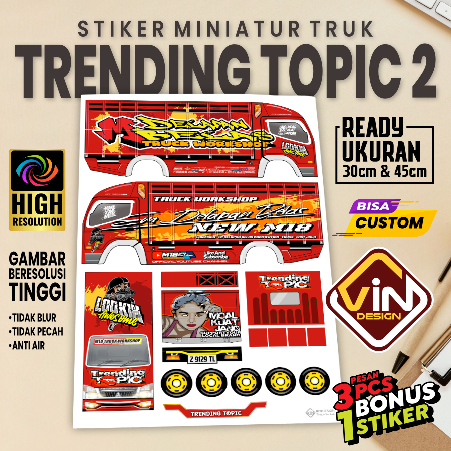 Jual STIKER MINIATUR TRUK OLENG UKURAN 30cm & 45 cm MOTIF TRENDING ...