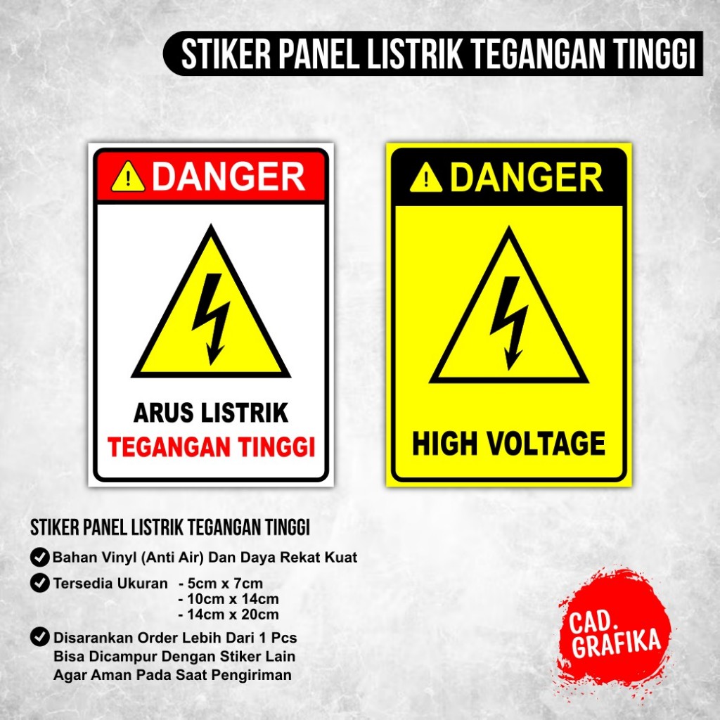 Jual Sign Sticker Arus Listrik tinggi / sticker high voltage / stiker ...