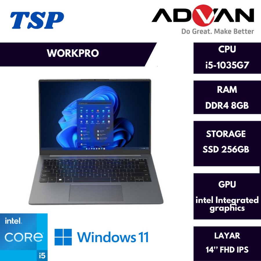 Jual LAPTOP ADVAN WORKPRO intel i5-1035G7 RAM 8GB SSD 14'' Windows11 ...
