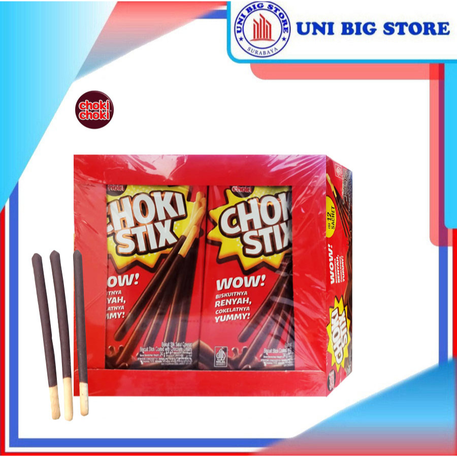 Jual Choki Choki Stix Chocolate Biscuit Stick 24 gr x 12 pcs BOX ...