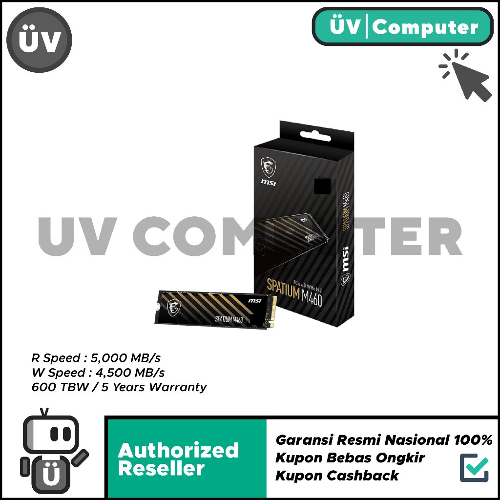 Jual SSD Internal MSI SPATIUM M460 1TB M.2 2280 PCIe NVMe Gen 4.0 x4 Resmi | Shopee Indonesia