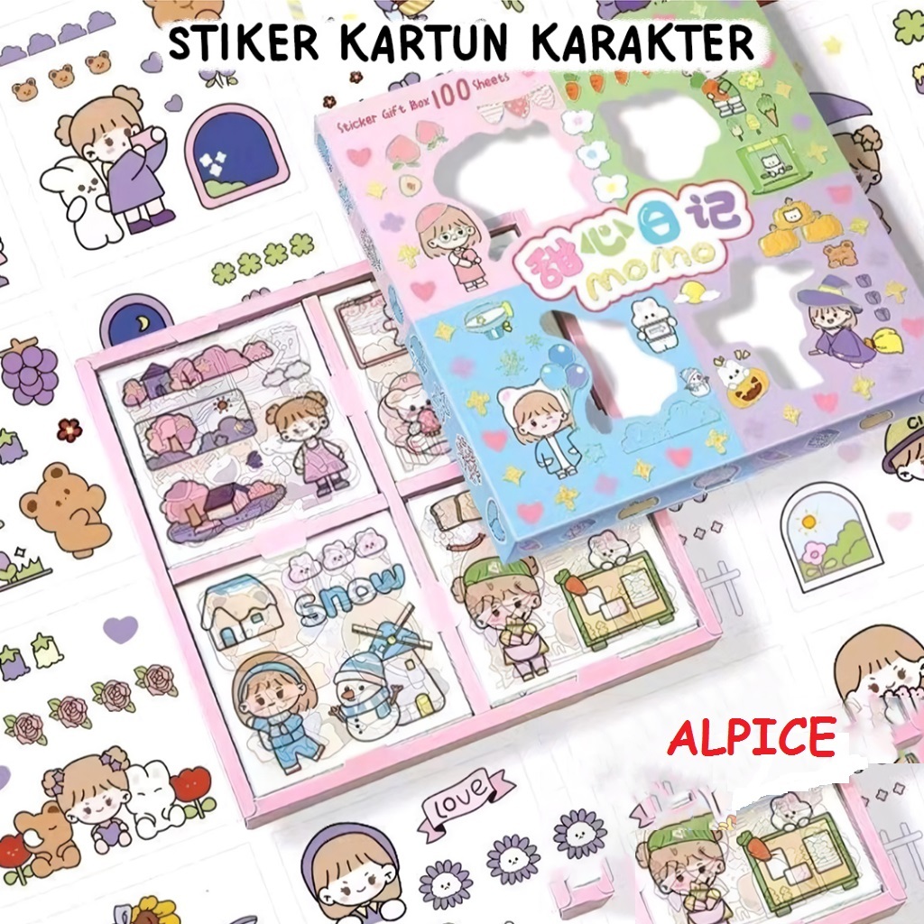 Jual Sticker Momo 2D Stiker Pack Isi 100 Lembar Kartun Karakter Korea ...