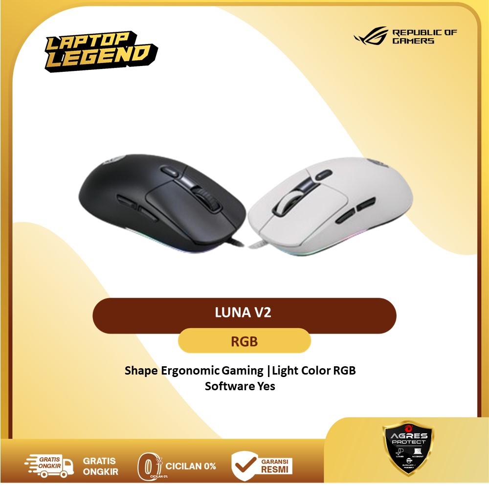 Jual MOUSE LUNA V2 GAMING MOUSE - BLACK/WHITE | Shopee Indonesia