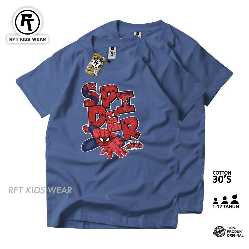Jual RFT KIDS WEAR Baju Kaos Anak Laki Laki & Perempuan Spidermen Bahan ...