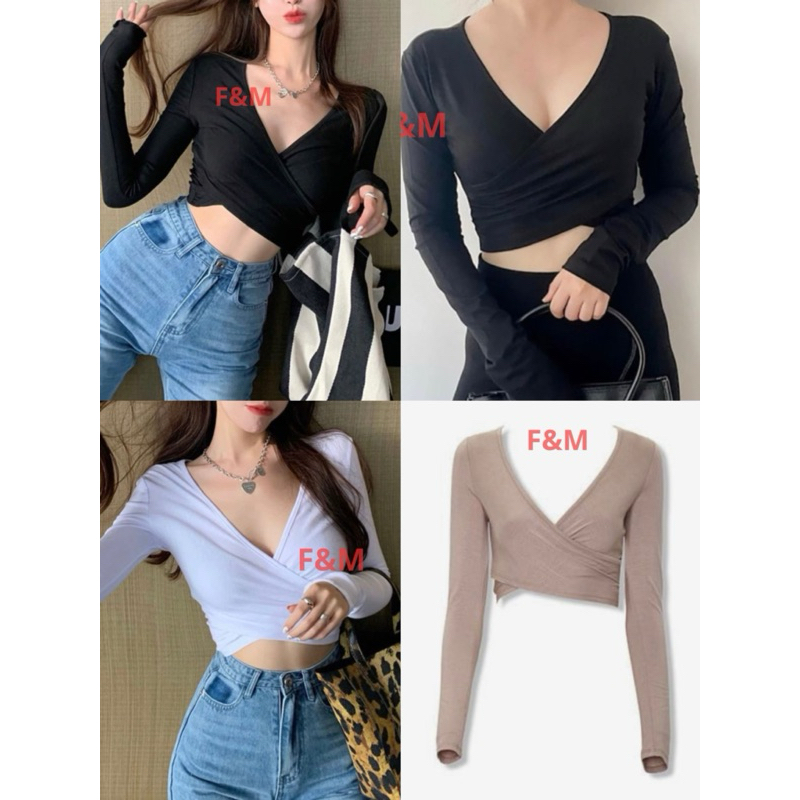 Jual ELNORA CROPTOP CROPTEE BLOUSE BAJU CROP LENGAN PANJANG KAOS CROP ...