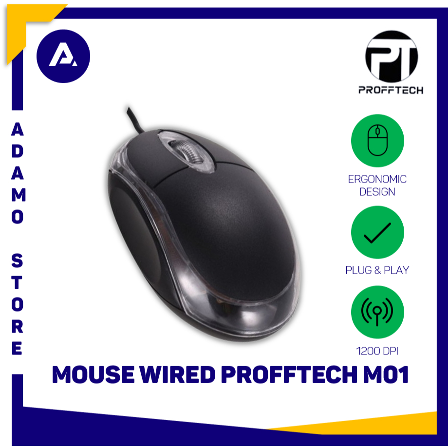 Jual Mouse Kabel Optical USB Profftech M01 LED 1200DPI | Shopee Indonesia