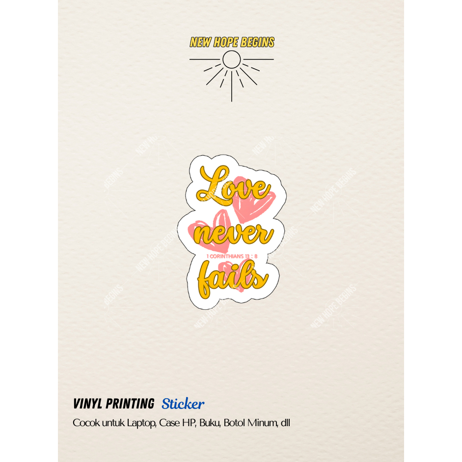 Jual STIKER ROHANI ALKITAB LOVE NEVER FAILS / VINYL WATERPROOF ANTI AIR ...