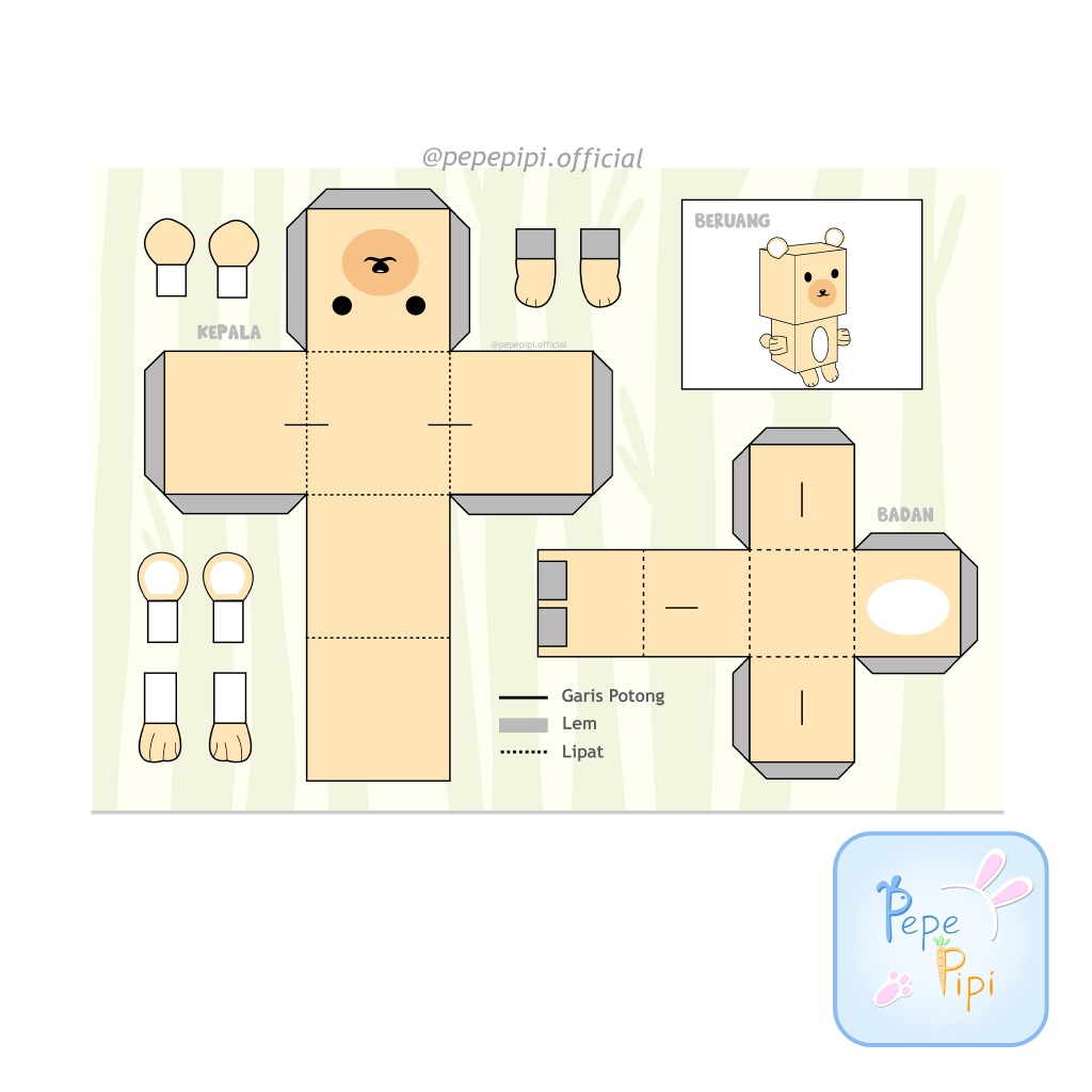 Jual Papercraft Pola Hewan Paper Craft Kerajinan Kertas Cut & Play ...