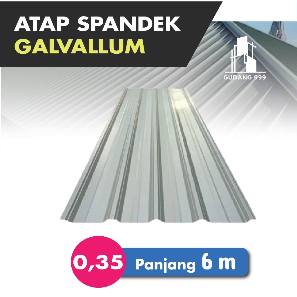 Jual Atap Spandek 0,35 mm x 6 m / Spandeck / Atap Galvalum / Seng Atap ...