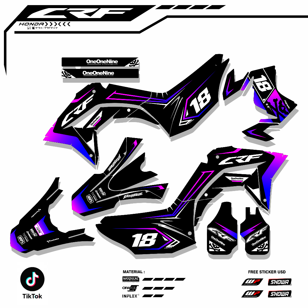 Jual DECAL CRF 150 L FULL BODY STICKER DECAL CRF ABU ABU SUPER GLOSSY ...
