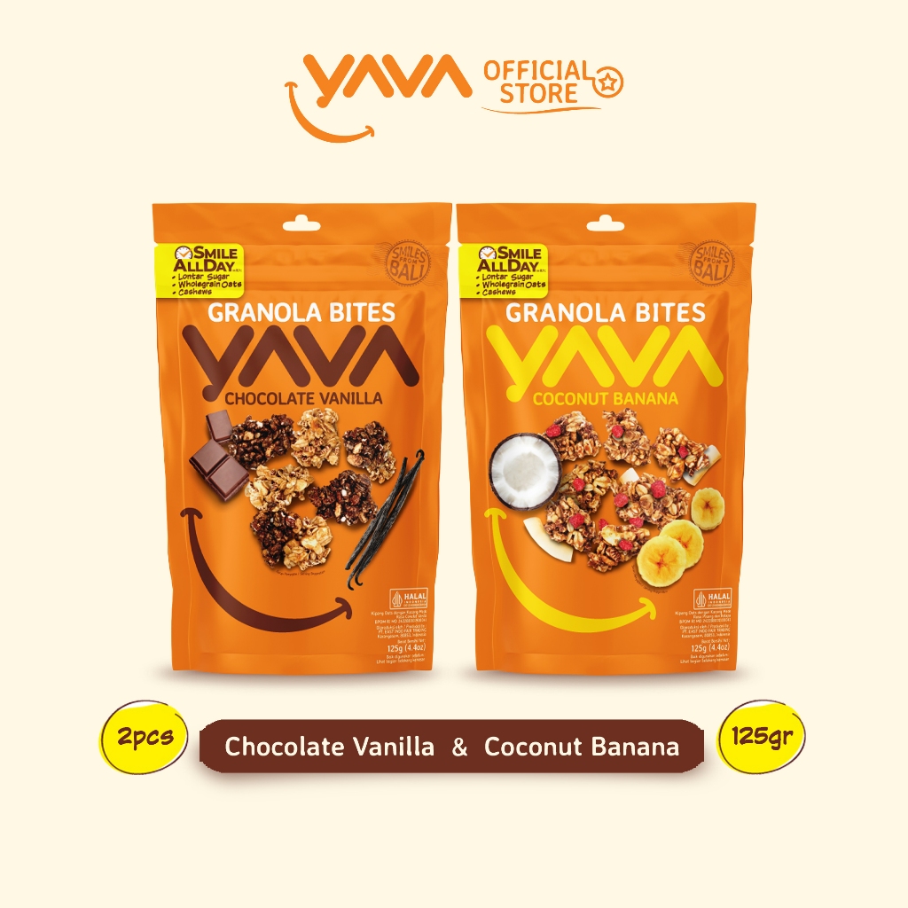 Jual YAVA Paket Granola Bites Chocolate Vanilla & Coconut Banana (2 x ...