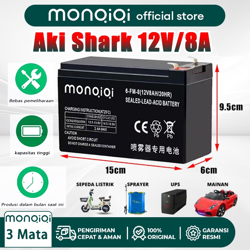 Jual Monqiqi Aki Kering Sprayer Elektrik 12V 8AH /Aki 12V 12Ah / Baterai Alat Semprot Hama/Aki ...