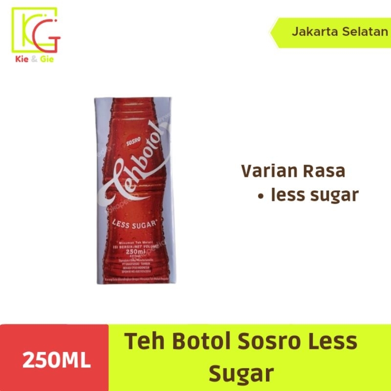 Jual Teh Botol Sosro kotak less Sugar 250 ml (1 dus isi 24 pcs ...