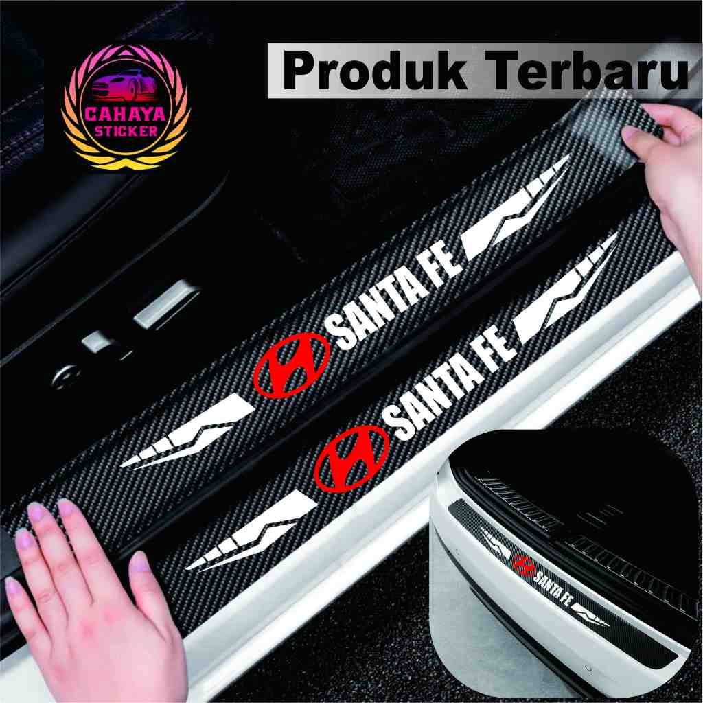 Jual 5 pcs sticker mobil hyundai santa fe sticker sill plate carbon 3D ...