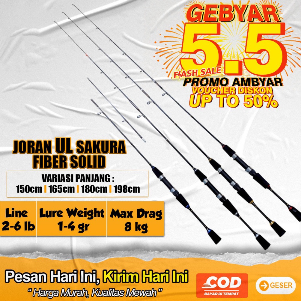 Jual Joran ultralight UL Ajiro sakura 26lb fiber solid kuat max 5kg up ...