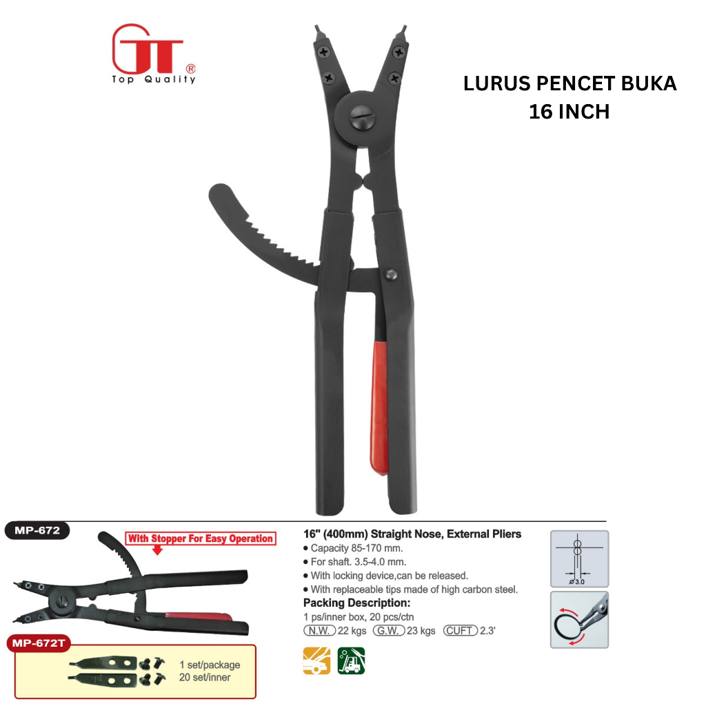 Jual Circlip Pliers Tang Snapring 16 inch Snap Ring Pliers Internal ...