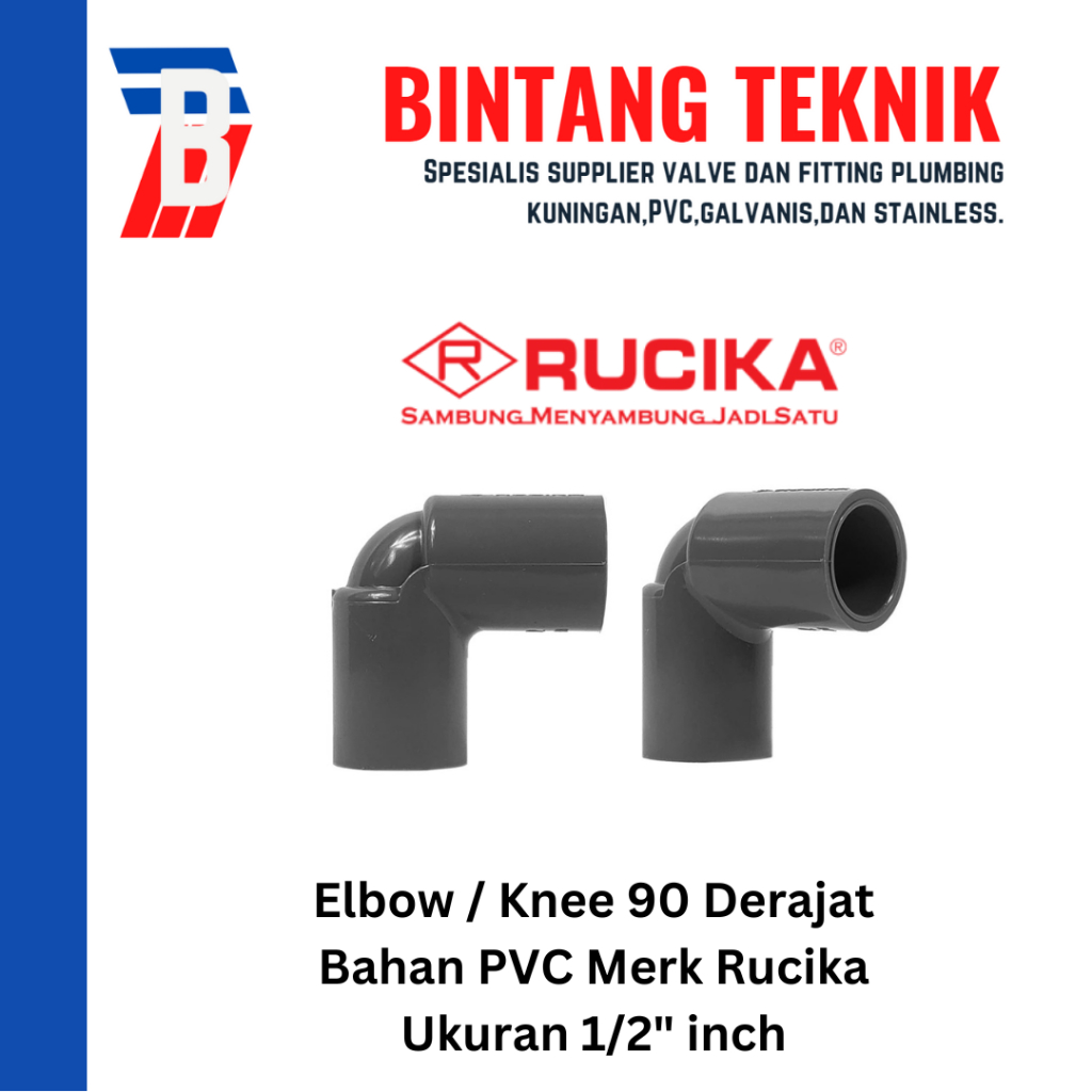 Jual Elbow / Knee 1/2" inch PVC Rucika AW 90 Derajat | Shopee Indonesia