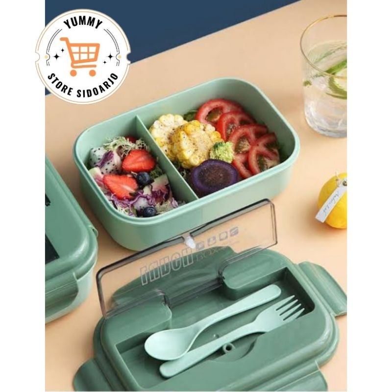 Jual KOTAK BEKAL MAKANAN LAUNCH BOX SET SENDOK GARPU | Shopee Indonesia