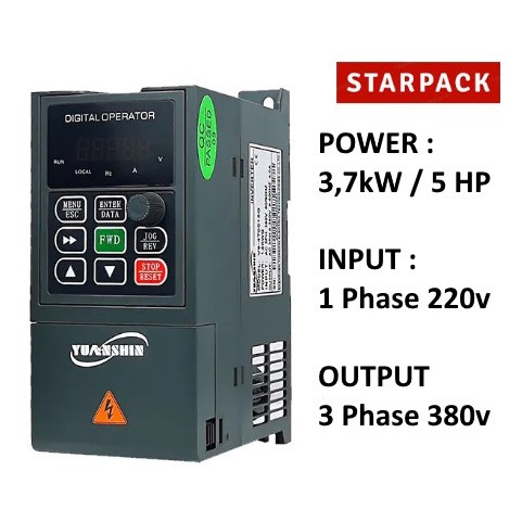 Jual Inverter VFD Yuanshin V9 3,7kW / 5HP Input 1 Phase 220V Output 3Ph 380V | Shopee Indonesia