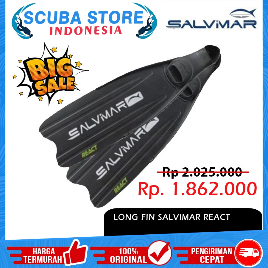 Jual Long Fin Freediving Salvimar React Fins Spearfishing Freedive Kaki Katak Panjang Apnea ...