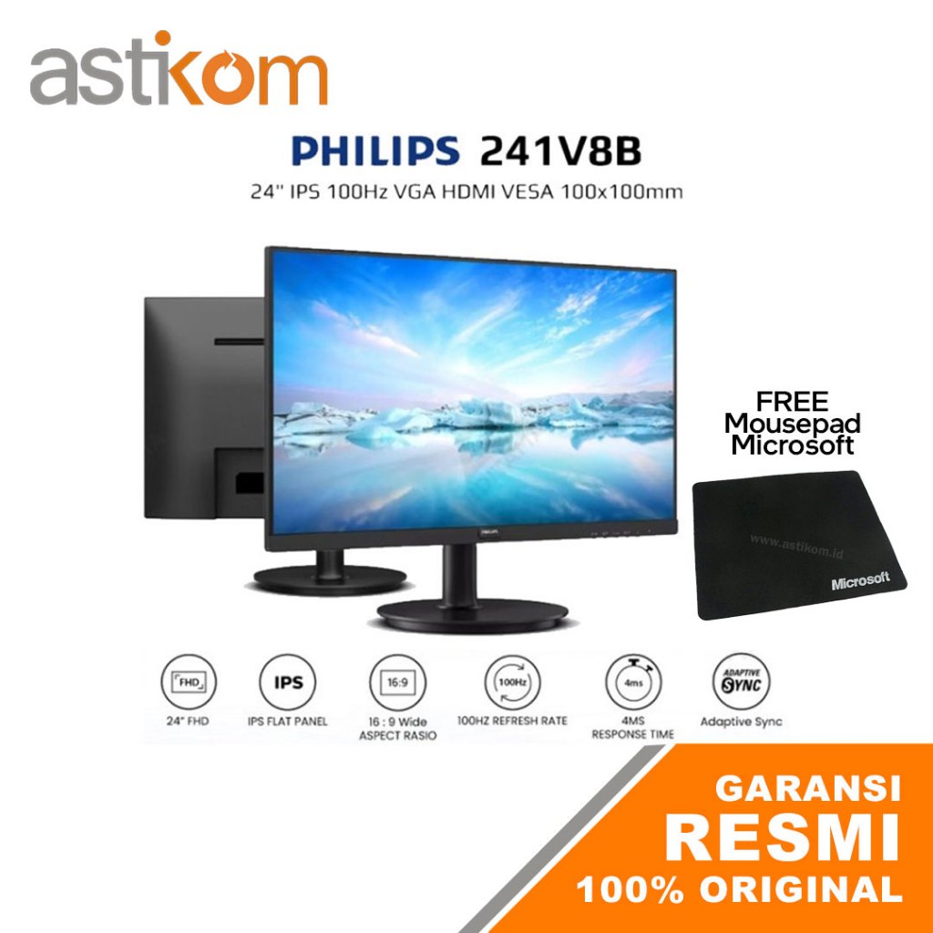 Jual LED Monitor 24" Philips 241V8B IPS FHD 100Hz 4ms HDMI | Shopee ...