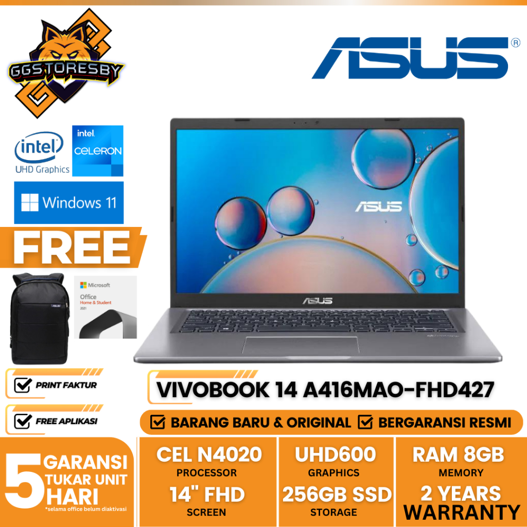 Jual Laptop Asus Vivobook 14 A416Mao-Fhd427 | N4020 8/256 Uhd 14" W11 ...