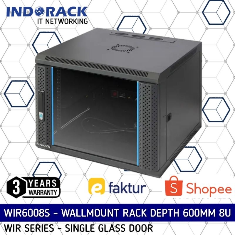 Jual WIR6008S / WIP6008S- Wallmount Rack INDORACK 8U Depth 600mm Single ...
