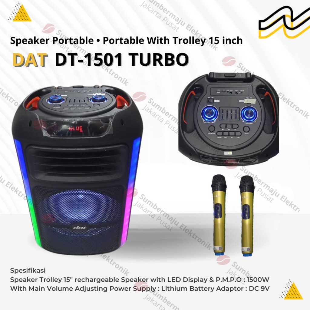 Jual Speaker Portable Wireless Dat DT 1501 DT1501 Turbo Original 15 ...