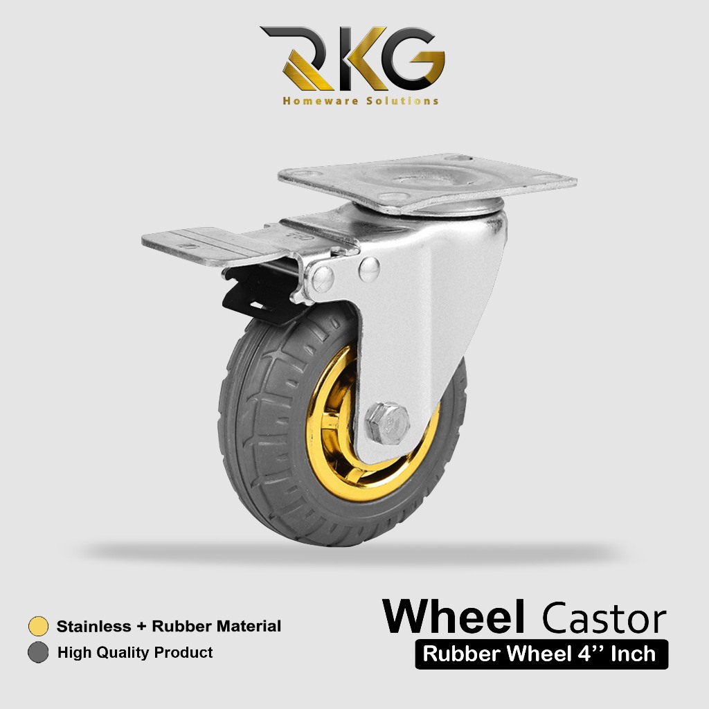 Jual RKG Roda Karet 4'' Inch / Kembang Abu / Castor Wheel | Shopee ...