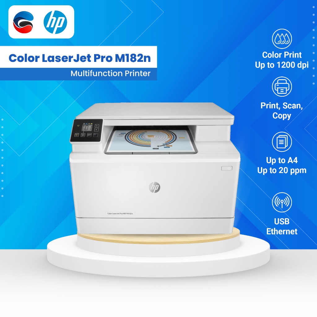 Jual HP Printer Color LaserJet Pro MFP M182n [7KW54A] | Shopee Indonesia