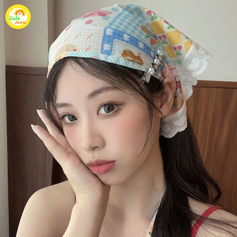 Jual Flowery Lace Korean Scarf/Gaya Aesthetic Raw Lace Syal Korea ...