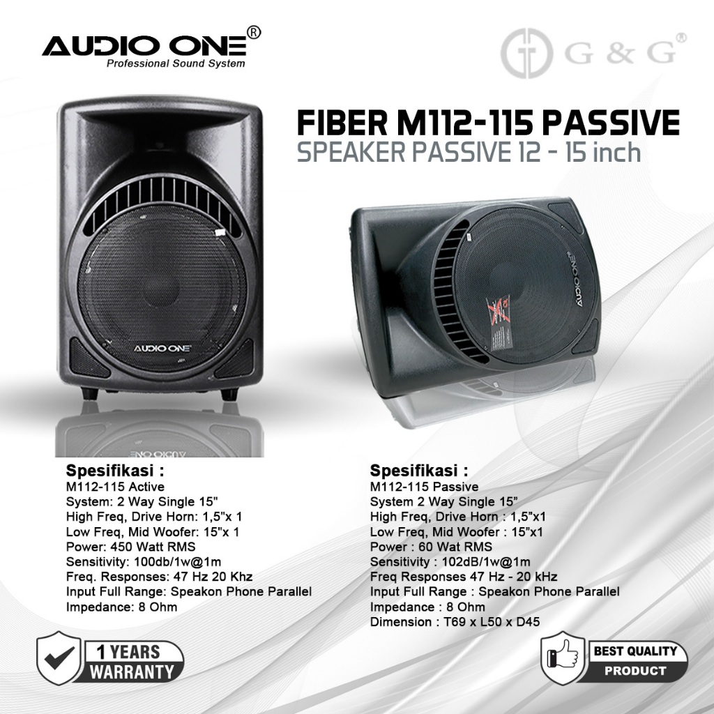 Jual Speaker Fiber Bluetooth Aktif Pasif ukuran 12-15 Inch Original Garansi Resmi G&G Seri M112 ...