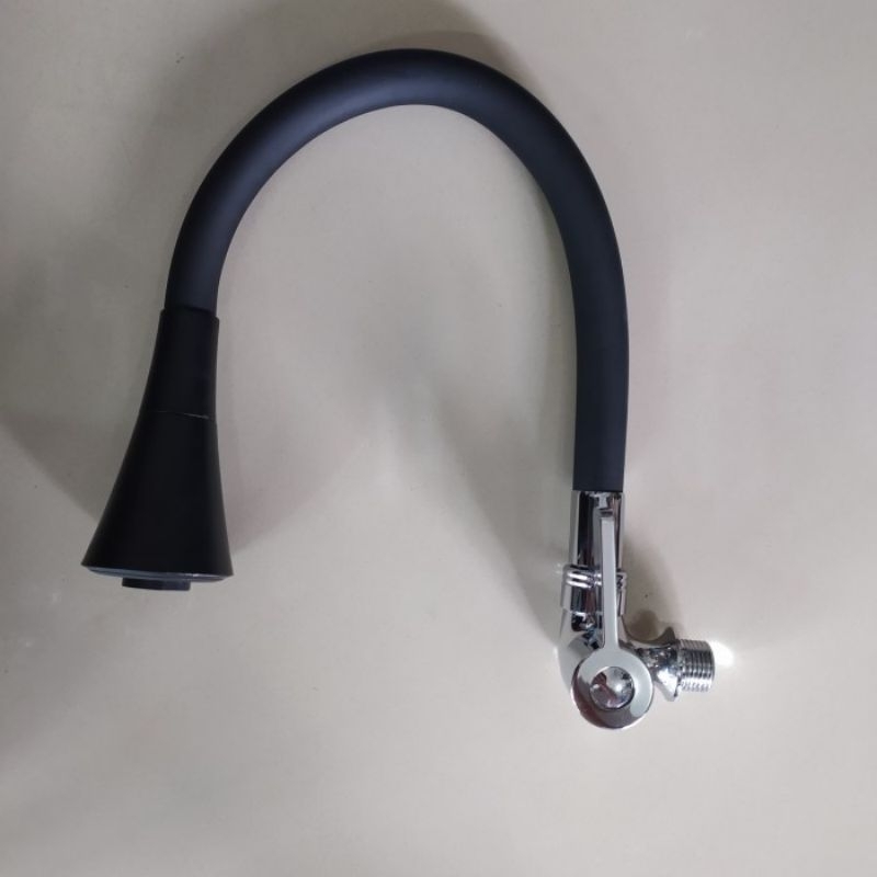 Jual KRAN ANGSA FLEXIBLE MODEL KEPALA TEROMPET FULL BLACK/CROOM KRAN ...