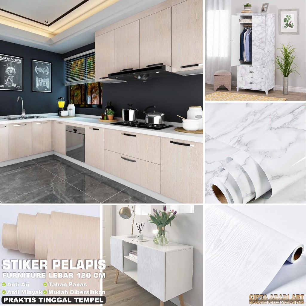 Jual Wallpaper Stiker Lemari Sticker Meja Kayu Kitchen Set Dinding ...