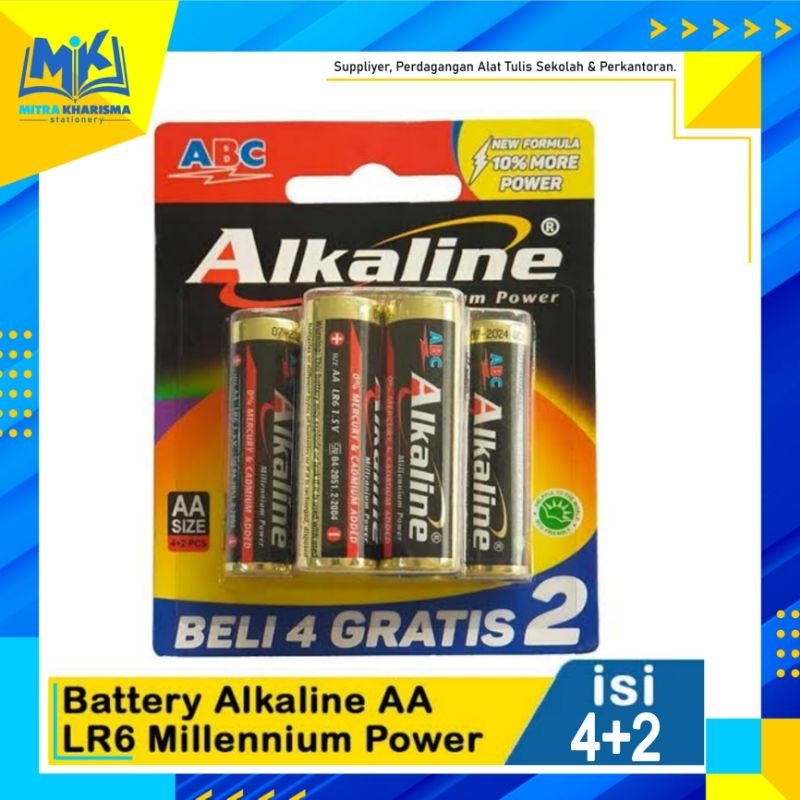 Jual Baterai ABC ALKALINE 𝗦𝗶𝘇𝗲 𝗔𝗔 / A2 Isi 6 / Batu Baterai | Shopee ...