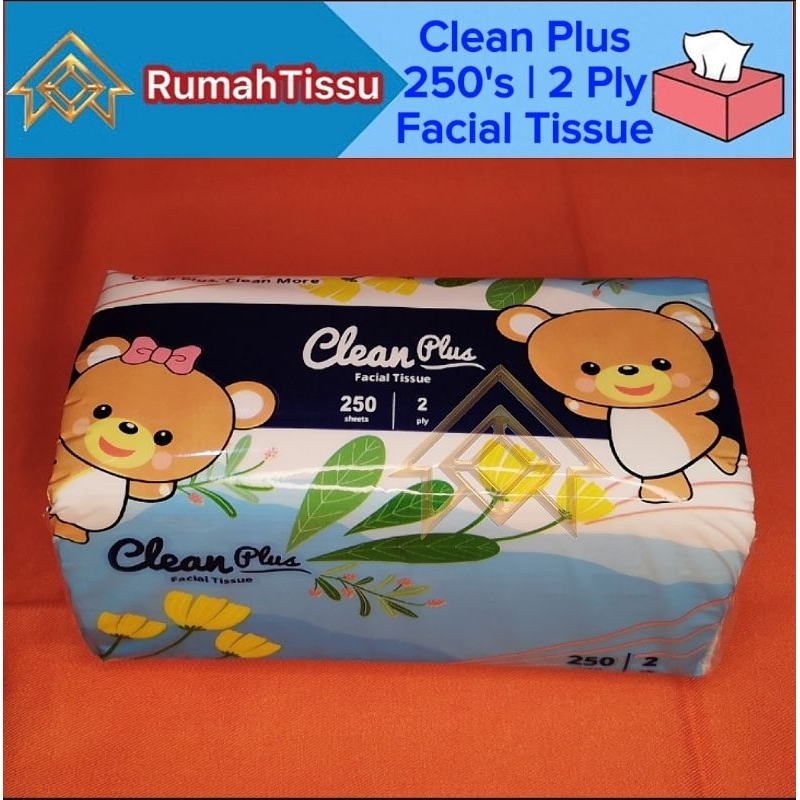 Jual Tisu Clean Plus Facial Tissue 250 Sheets 2 Ply Murah Meriah ...