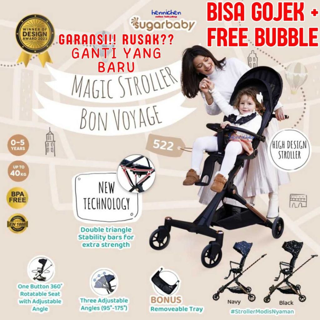 Jual Sugar Baby Magic Stroller 522 BonVoyage kereta dorong bayi Modis ...