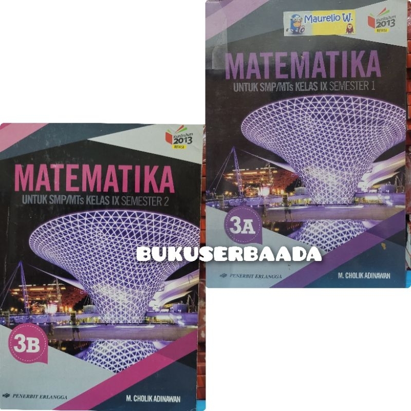 Jual BUKU BEKAS ERLANGGA - MATEMATIKA KELAS 3A DAN 3B SMP K13 REVISI ...