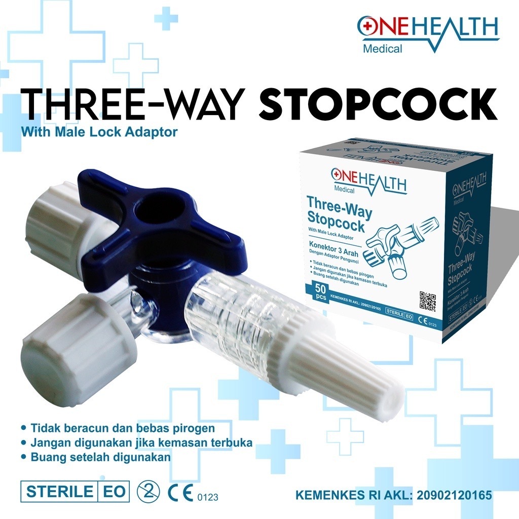 Jual OneHealth Three Way Stopcock 3 Way Per Pcs Eceran Sambungan Infus ...