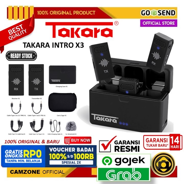 Jual Takara Intro X3 Digital Wireless Mic Microphone with Charging Case ...