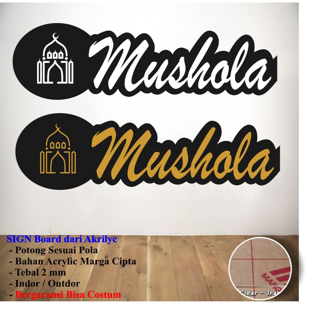 Jual Sign Board Penunjuk Mushola / Papan Tanda Musholah Acrylic Ukir ...