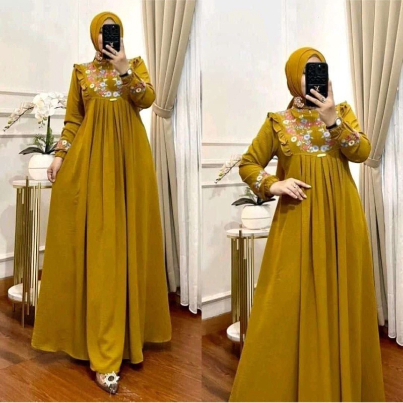 Jual GAMIS BORDIR MEWAH TERBARU/ GAMIS ARAB/ GAMIS CRINGKLE AIRFLOW ...