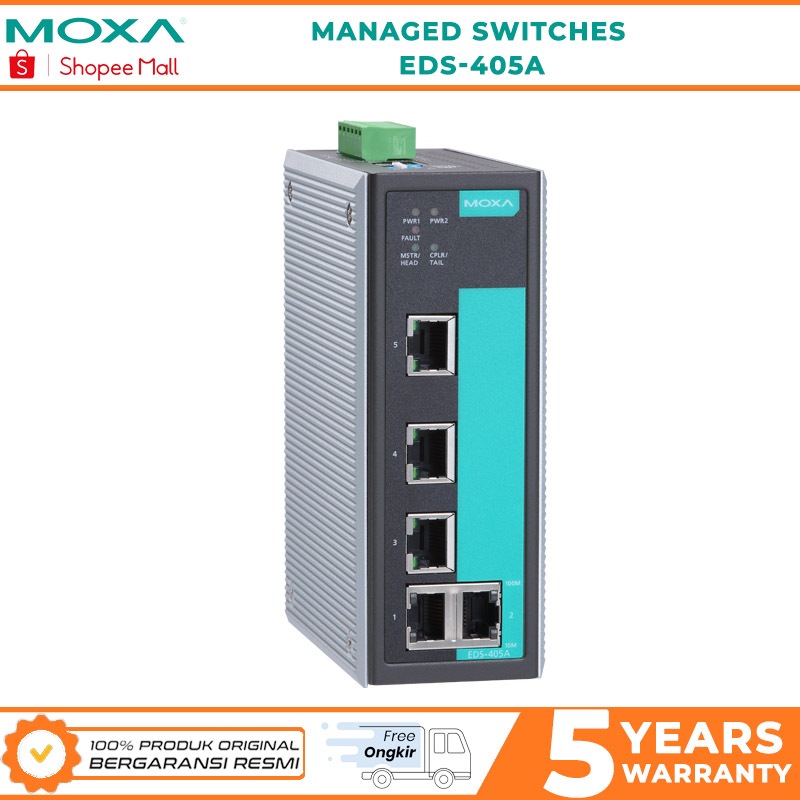Jual Moxa EDS-405A Series 5-port entry-level managed Ethernet switches (Include PPN) | Shopee ...
