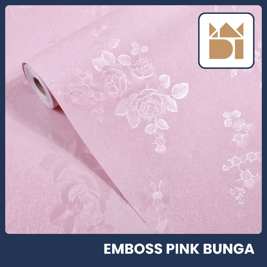 Jual Adipati Official Store - Wallpaper Motif Emboss Pink Bunga Ukuran 45 Cm x 7,5-8,5 Meter ...