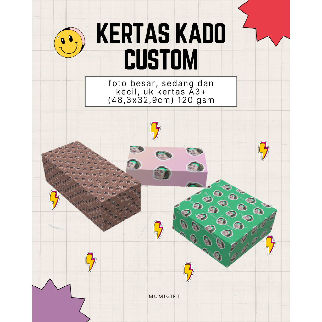 Jual Kertas kado custom/wrapping/kertas A3+/ kertas bungkus kado ...