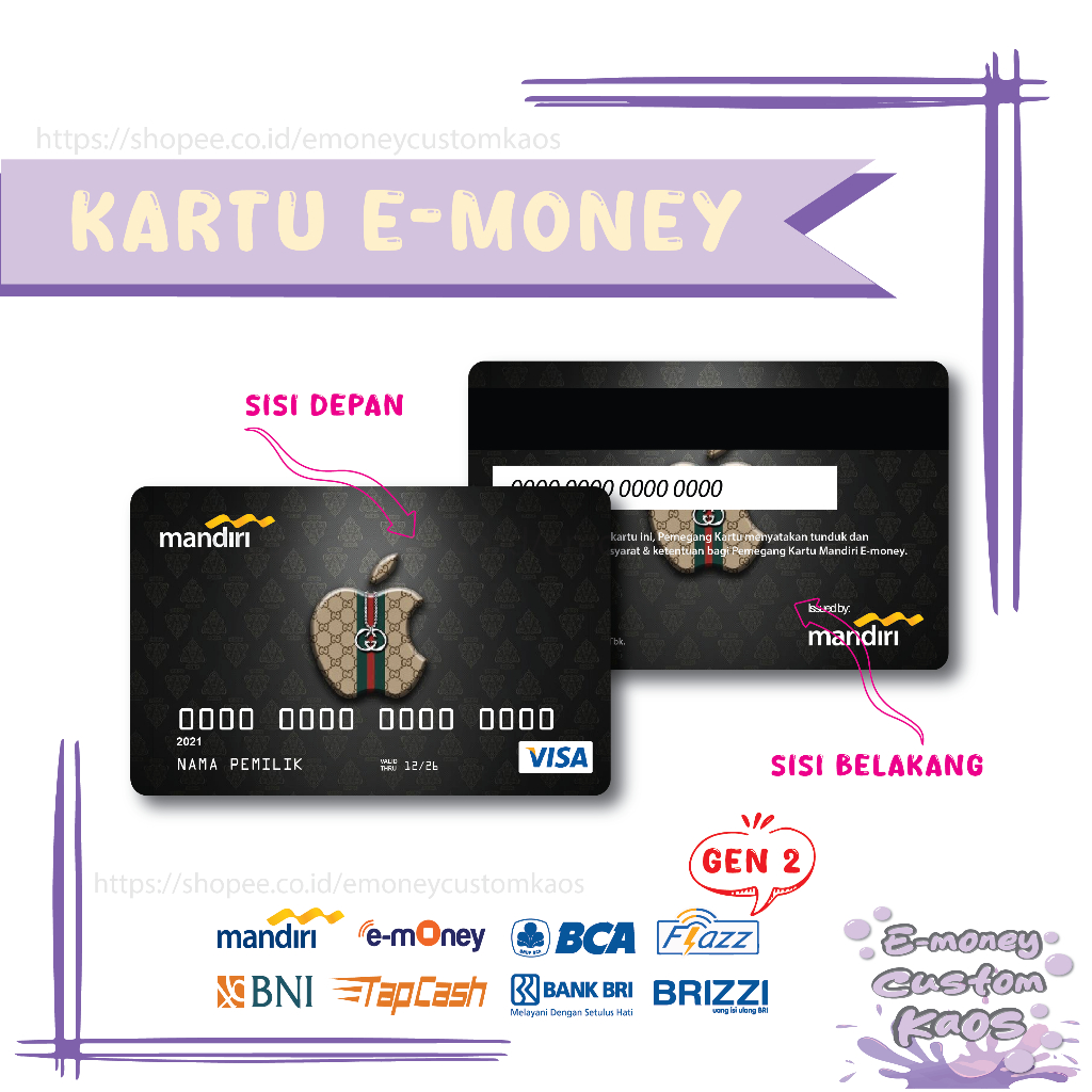 Jual KARTU EMONEY CREDIT DEBIT CARD APLLE ETOLL MANDIRI FLAZZ BCA GEN 2 ...