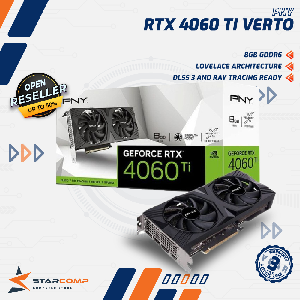 Jual PNY GeForce RTX 4060 Ti Verto Dual Fan 8GB GDDR6 VGA RTX4060 ...