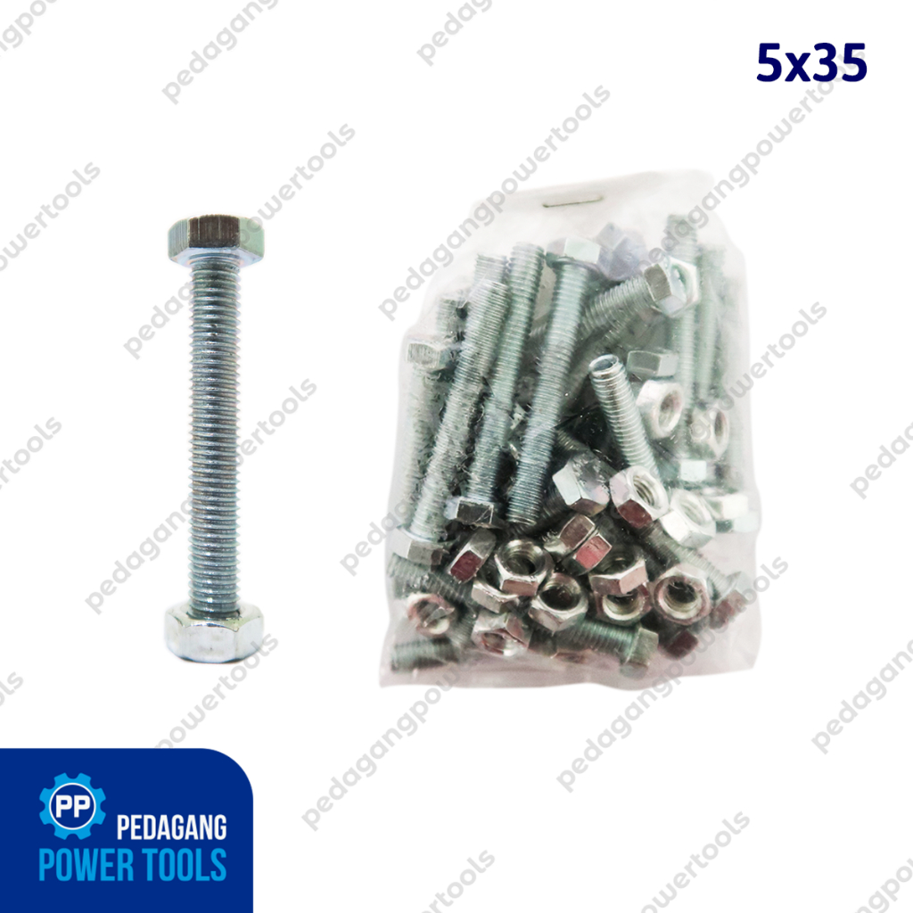 Jual JP Baut Mur M5 x 35 mm Isi 25 pcs Putih Kunci 8 Hexagon Skrup BM 5x35 | Shopee Indonesia