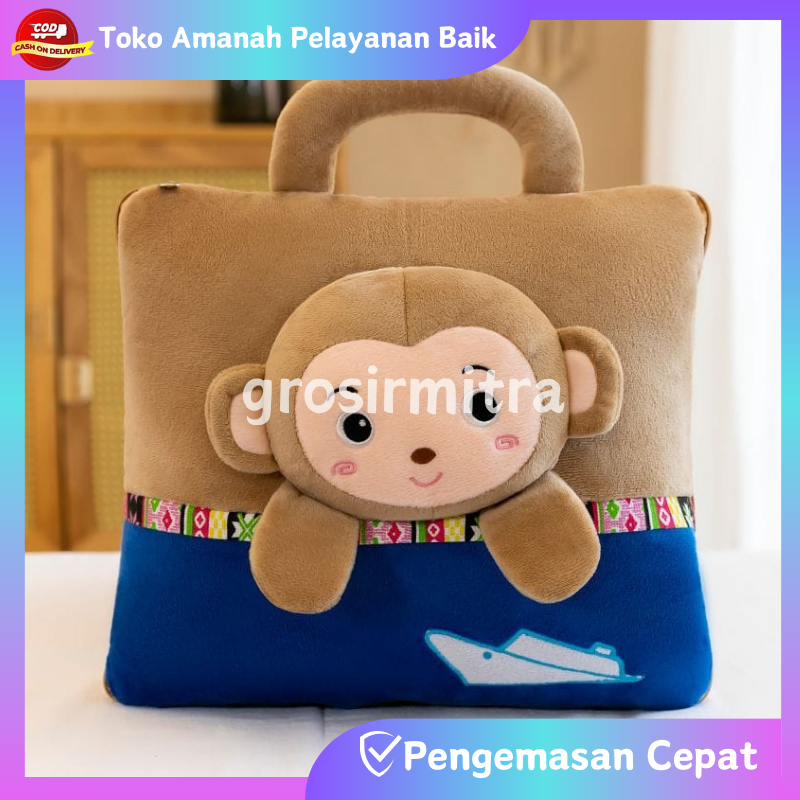 Jual Balmut Karakter 2in1 Bantal Selimut Boneka 3D Karakter Monkey ...